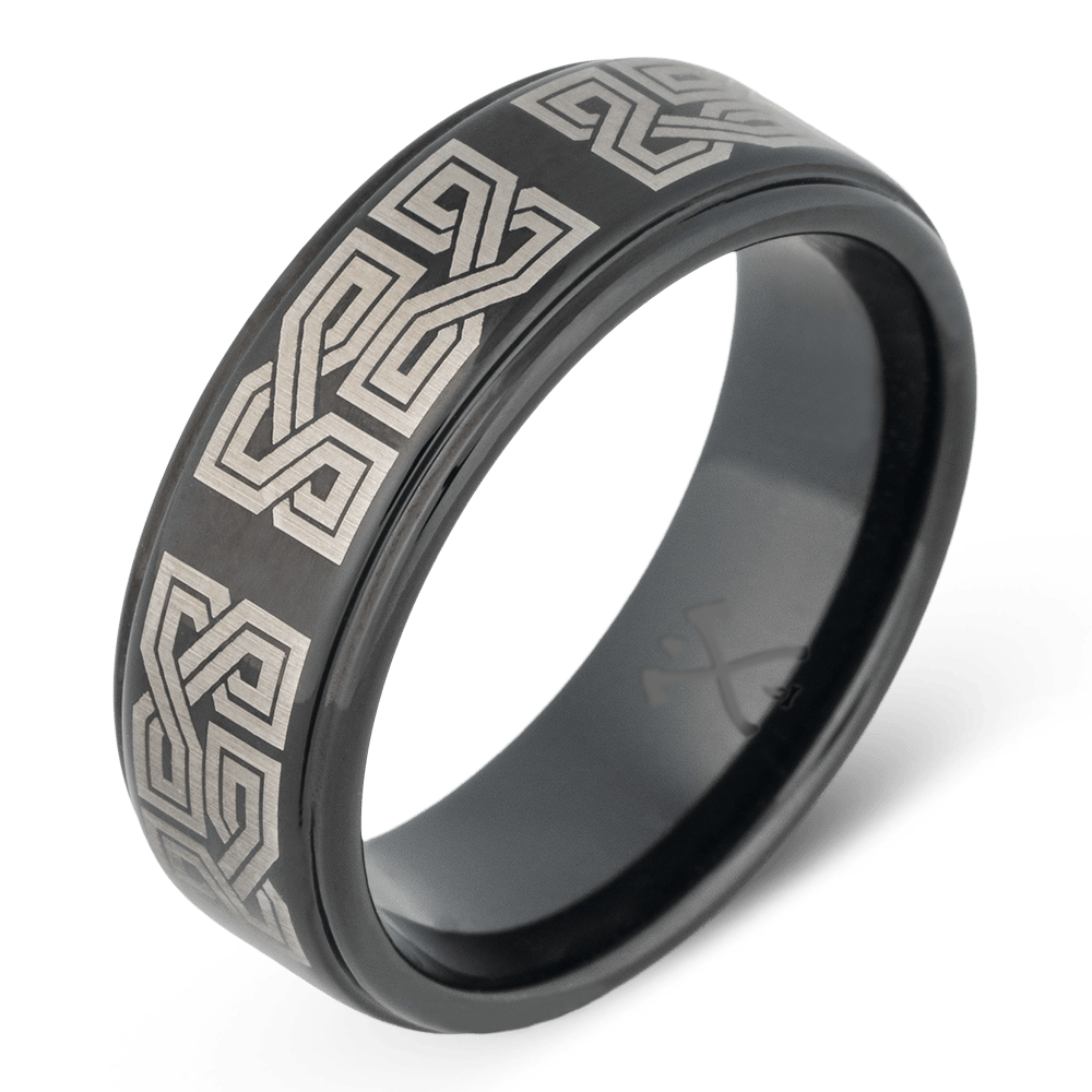 Men's Celtic Wedding Band - Black Plated Tungsten Ring – Manly Bands